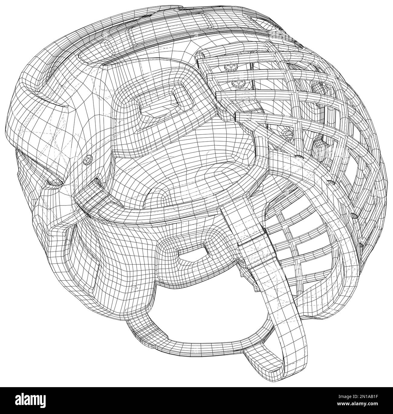 Outline Hockey Helmet. Vector rendering of 3d. The layers of visible ...