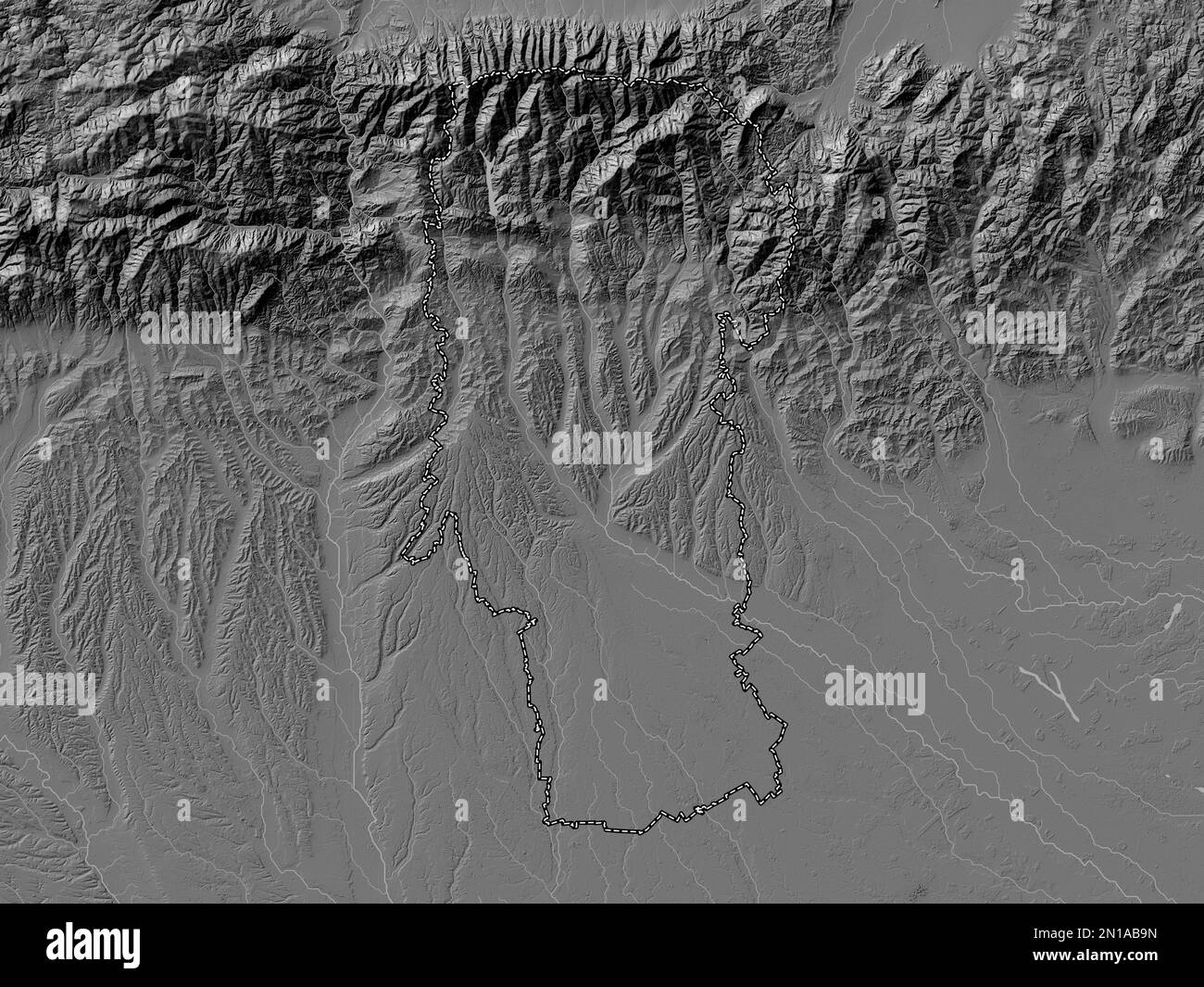 Arges, county of Romania. Bilevel elevation map with lakes and rivers ...