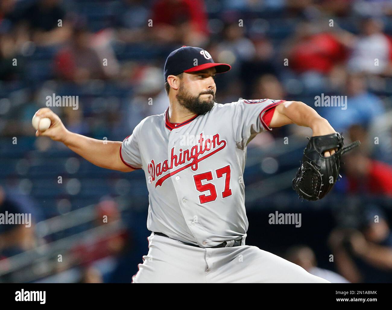 Washington Nationals relief pitcher Tanner Roark (57) works in the ...