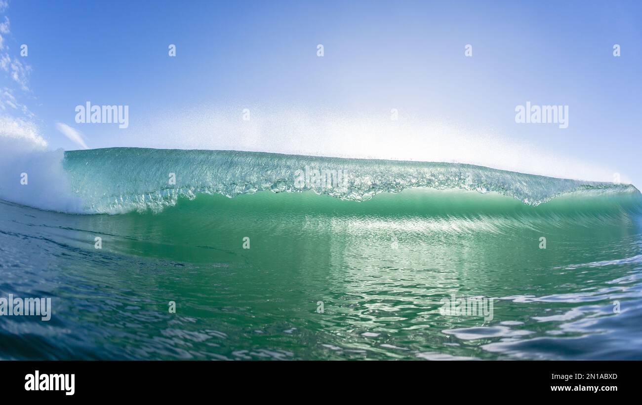 Wave ocean swimming face to face encounter water lip texture detail ...