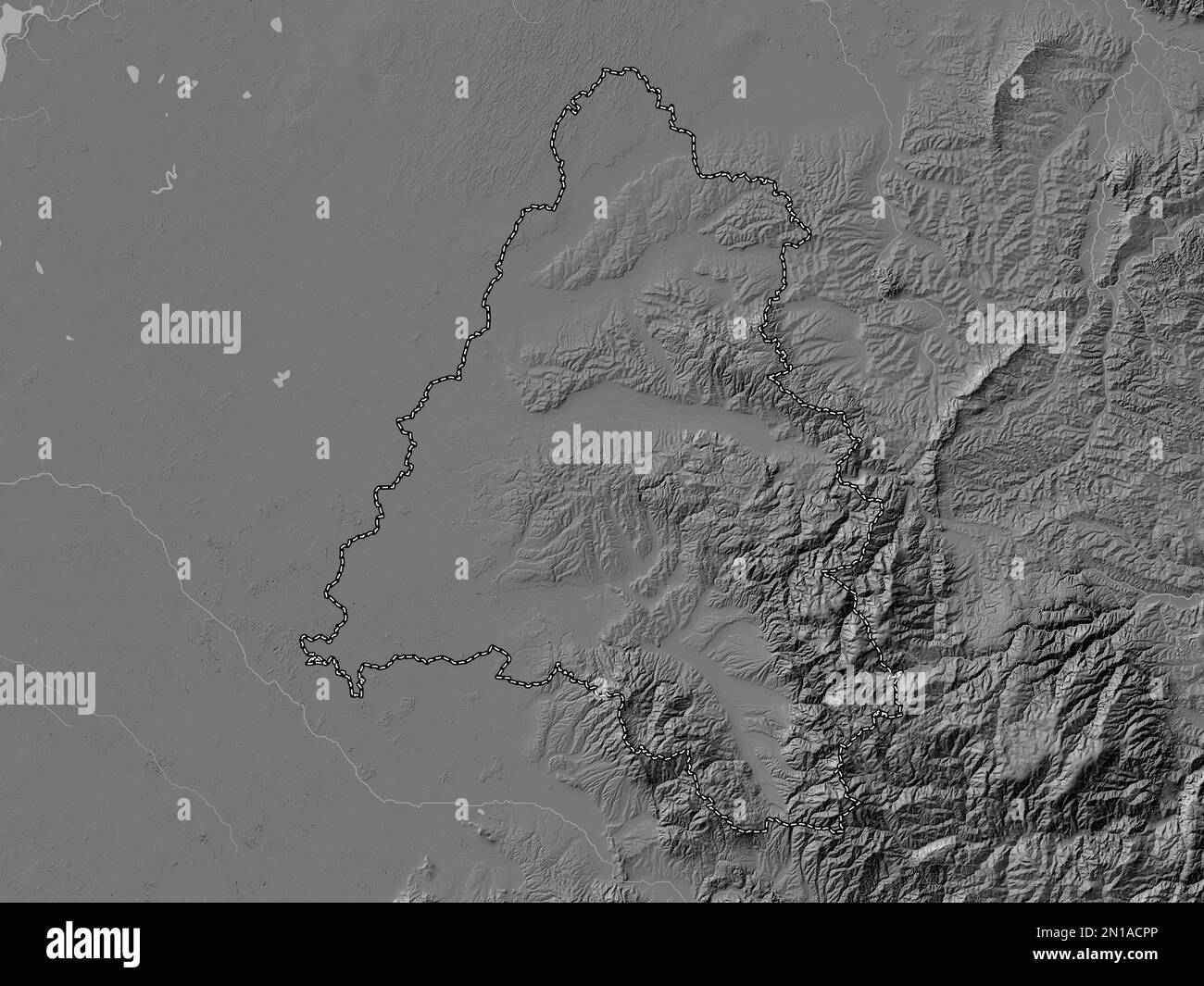 Bihor, county of Romania. Bilevel elevation map with lakes and rivers ...