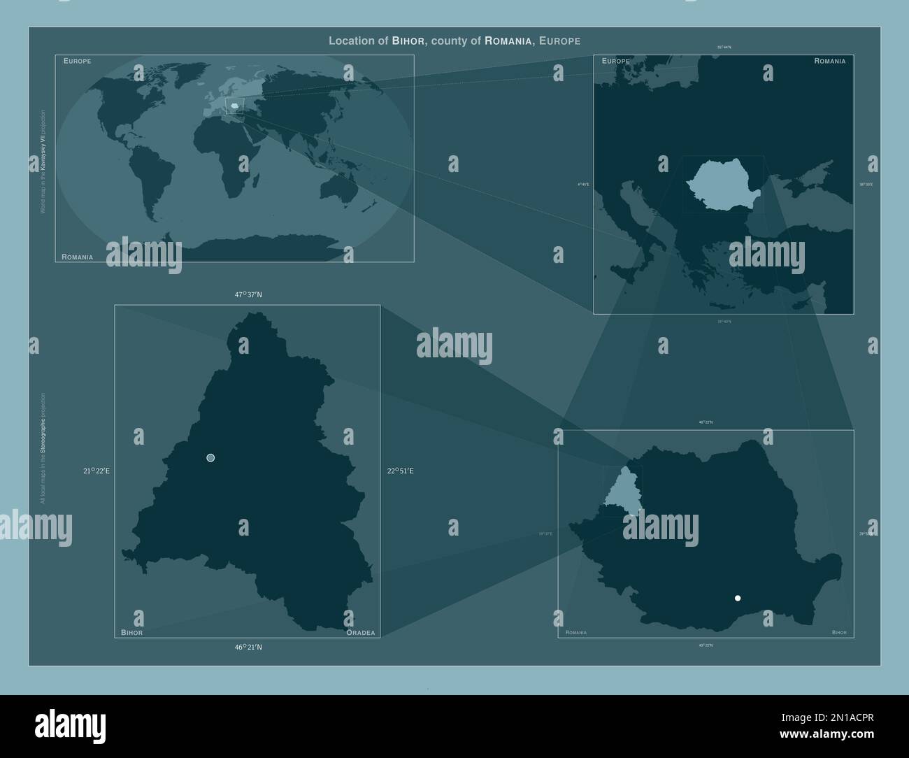 Bihor, county of Romania. Diagram showing the location of the region on ...