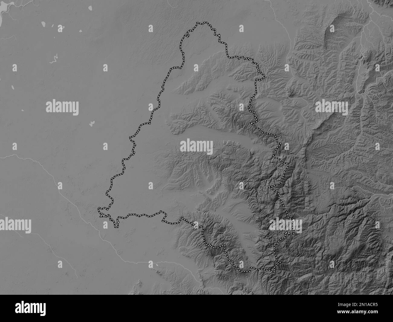 Bihor, county of Romania. Grayscale elevation map with lakes and rivers ...