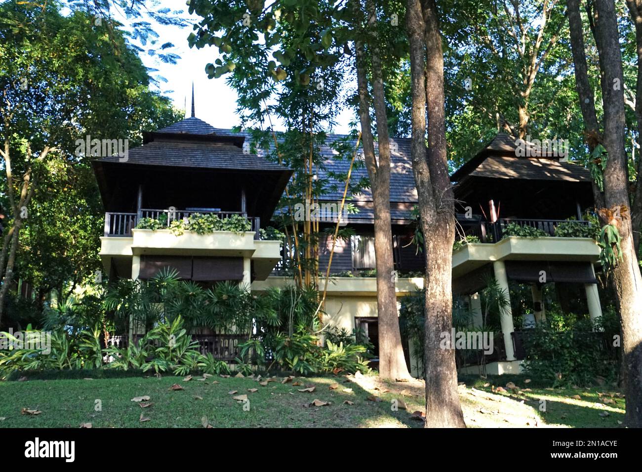 Exterior design of natural hotel and luxury resort villas and pavilions ...