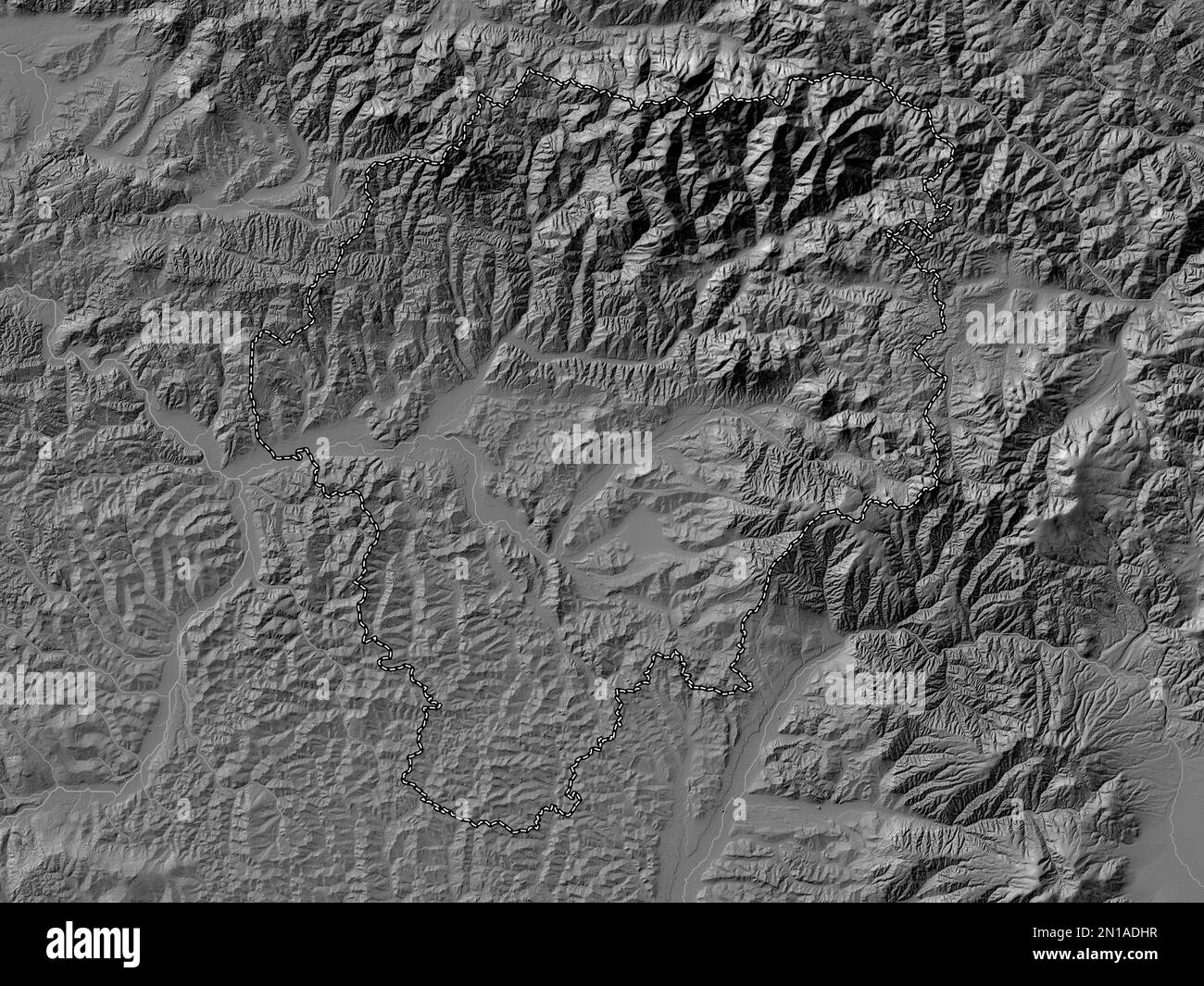 Bistrita-Nasaud, county of Romania. Bilevel elevation map with lakes ...