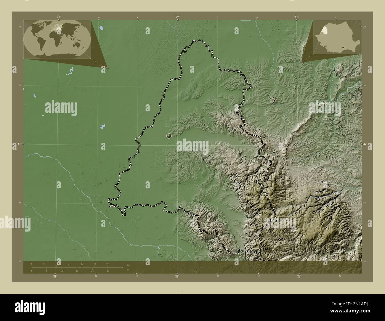 Bihor, county of Romania. Elevation map colored in wiki style with ...