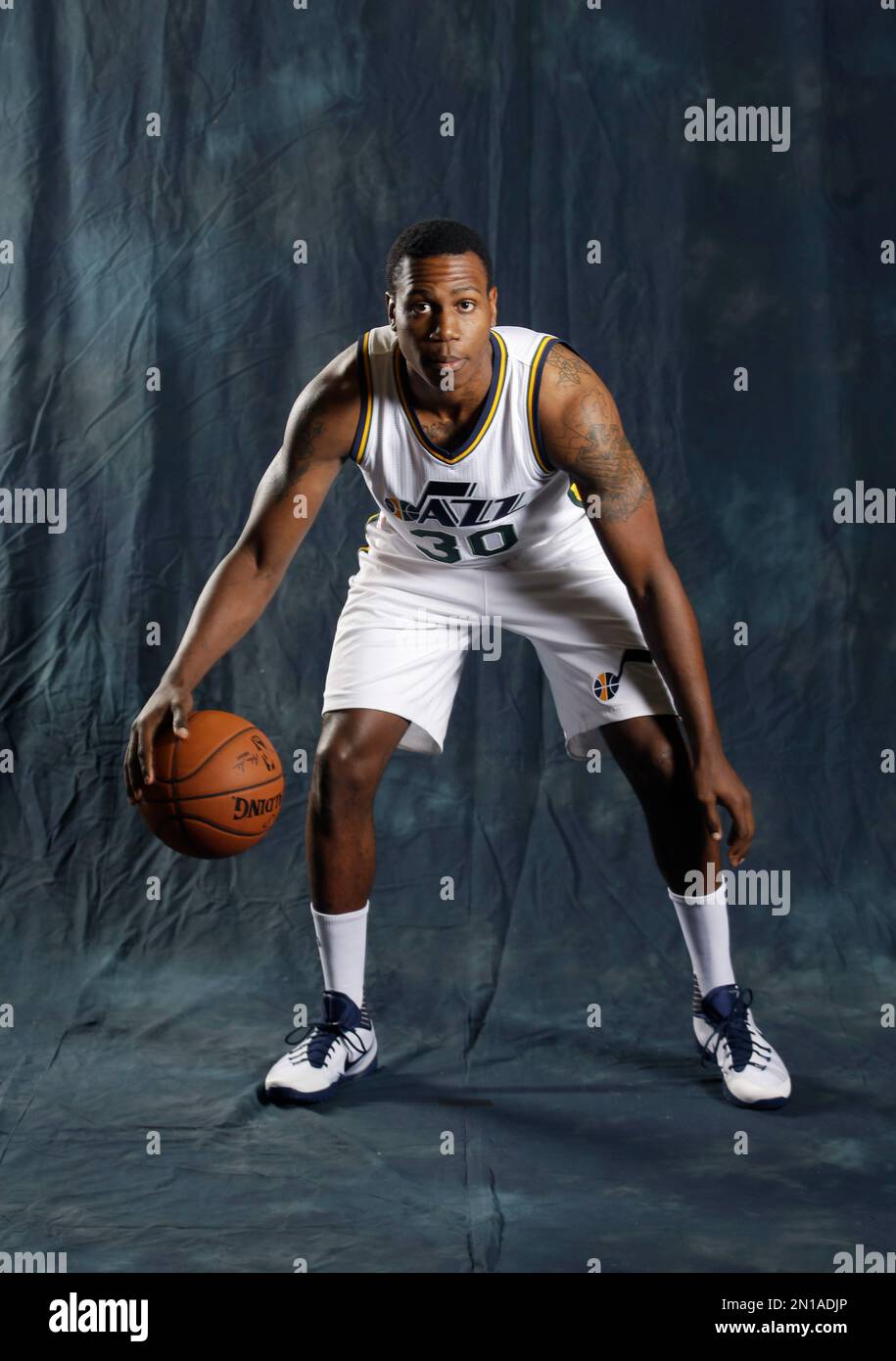 Utah Jazz's Treveon Graham poses for a photograph during an NBA ...
