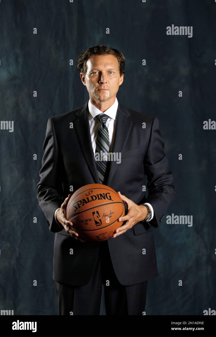 Utah Jazz head coach Quin Snyder poses for a photograph during an NBA ...