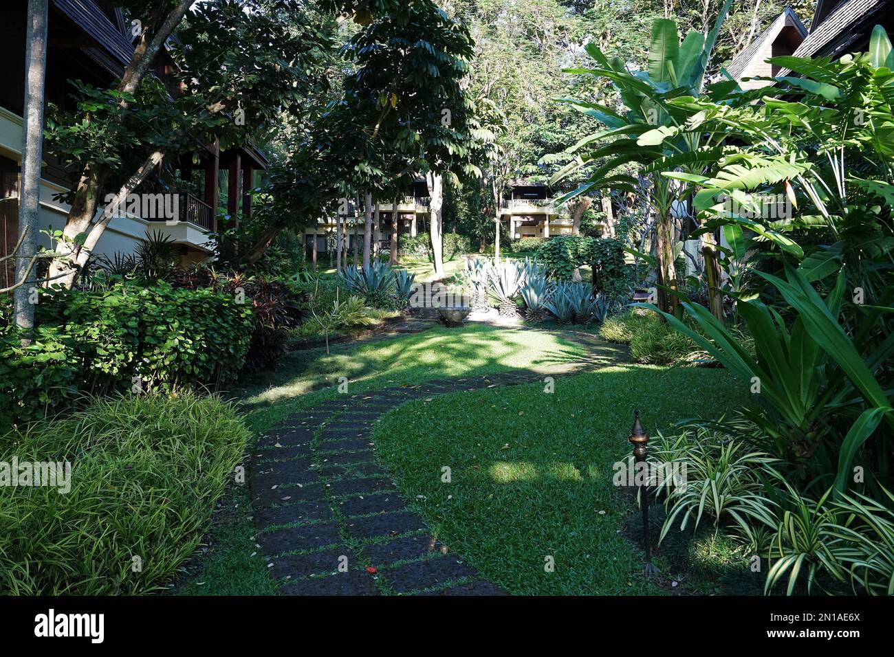 Exterior design of natural hotel and luxury resort villas and pavilions ...