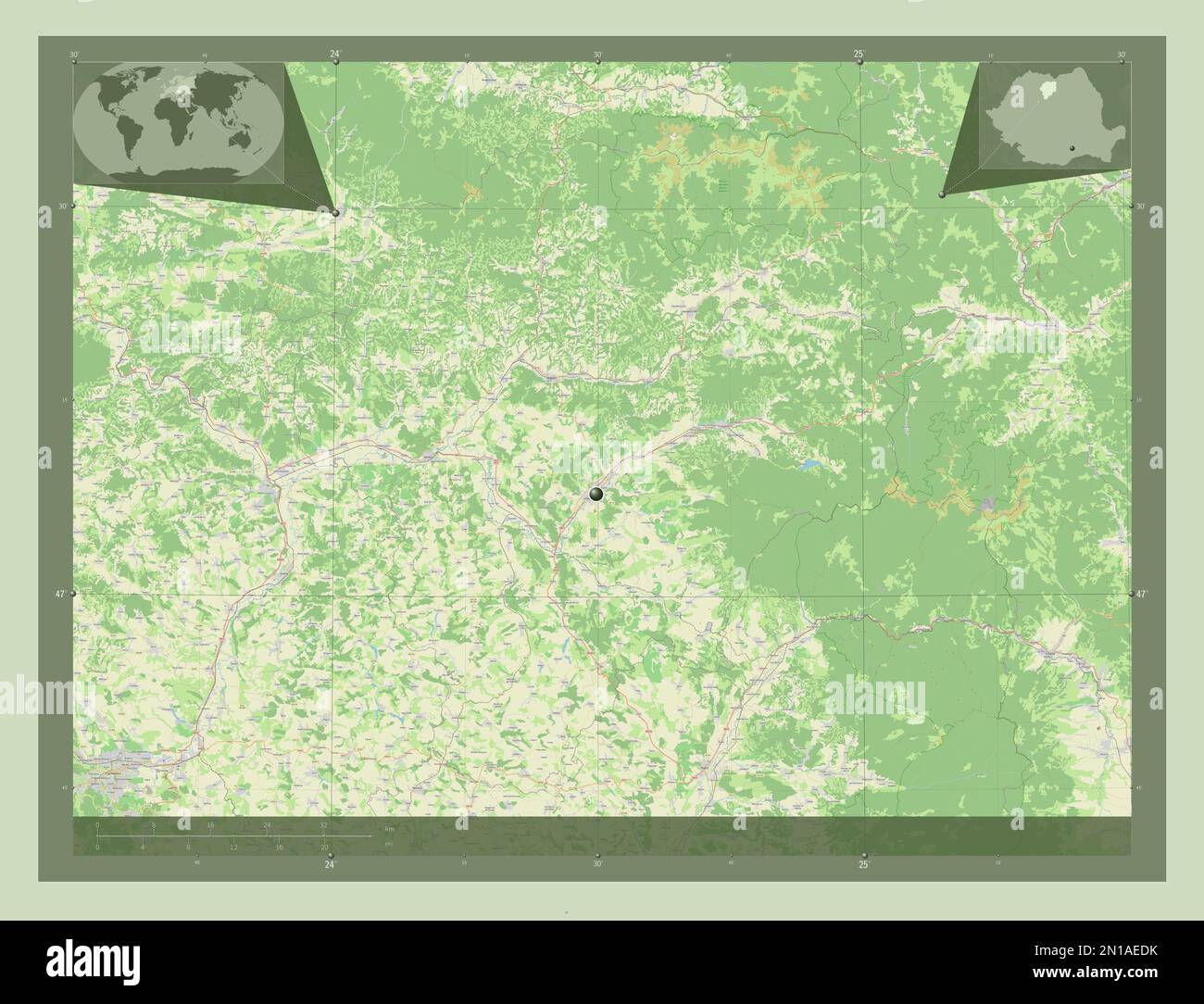Bistrita-Nasaud, county of Romania. Open Street Map. Corner auxiliary ...