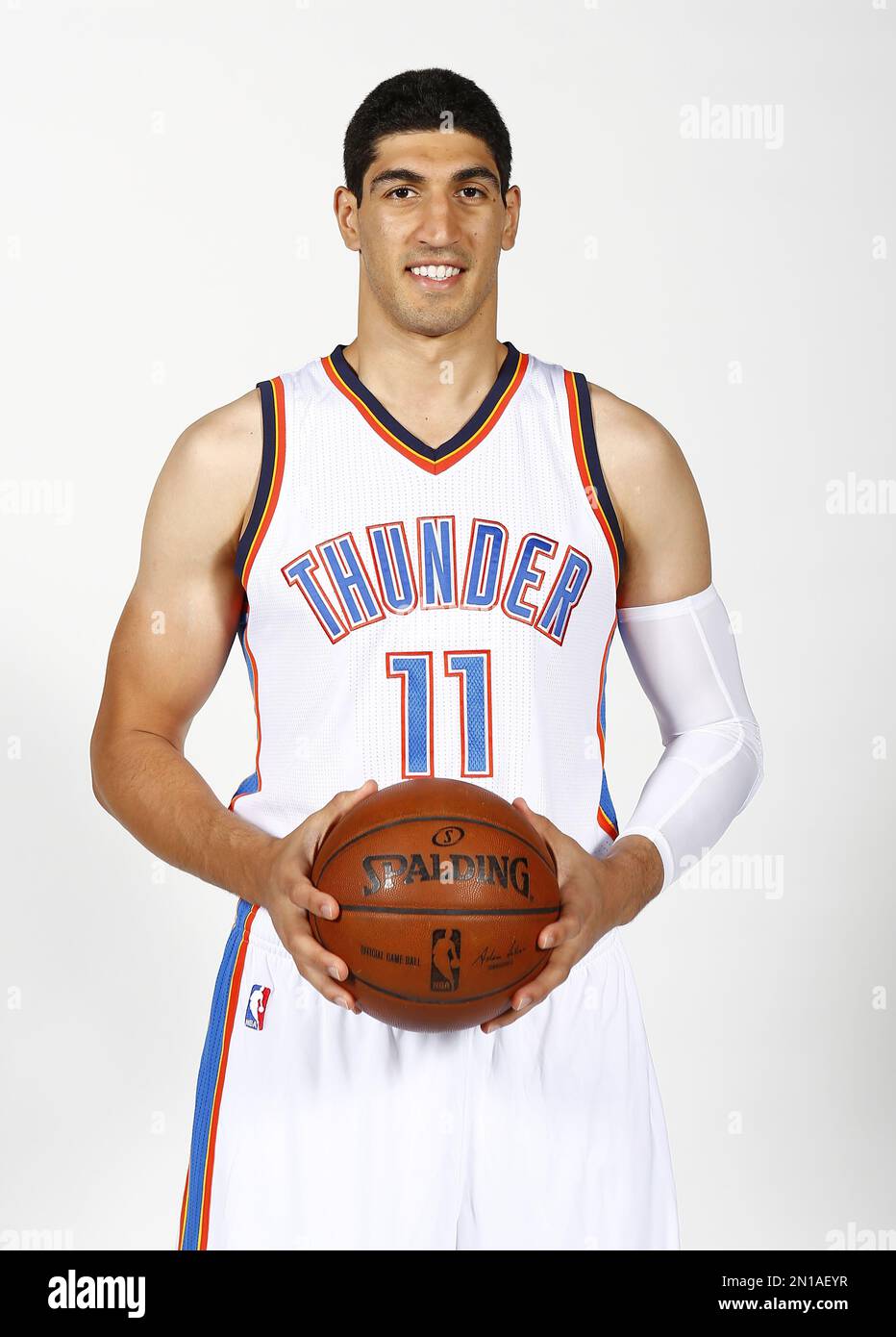Oklahoma City Thunder center Enes Kanter poses for a photo during ...