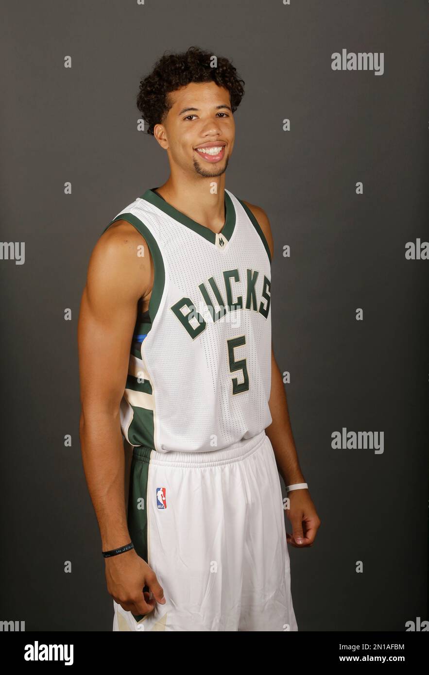 Milwaukee Bucks’ Michael Carter-Williams poses for a picture during the ...