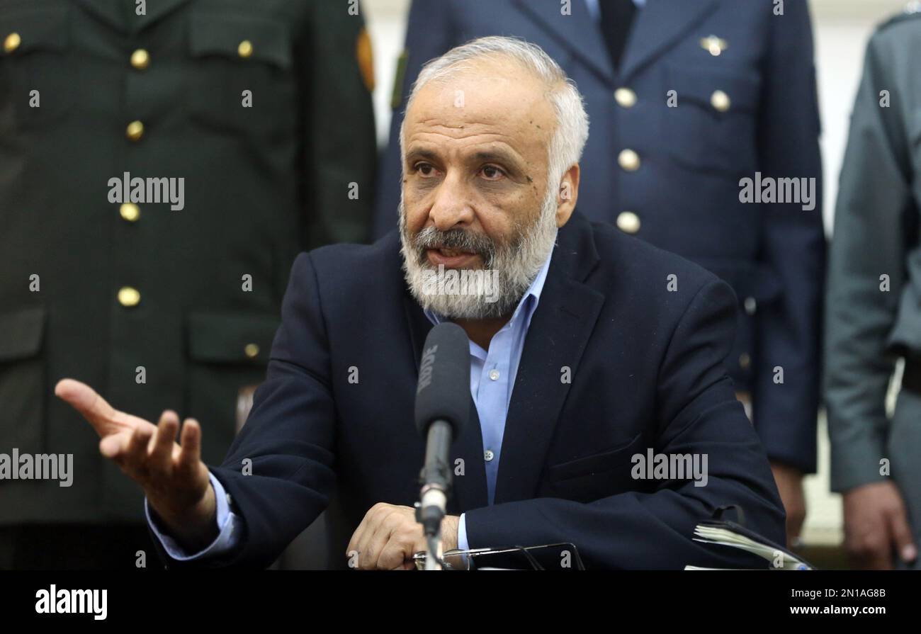 Afghanistan's acting defense minister Masoom Stanikzai talks during a ...