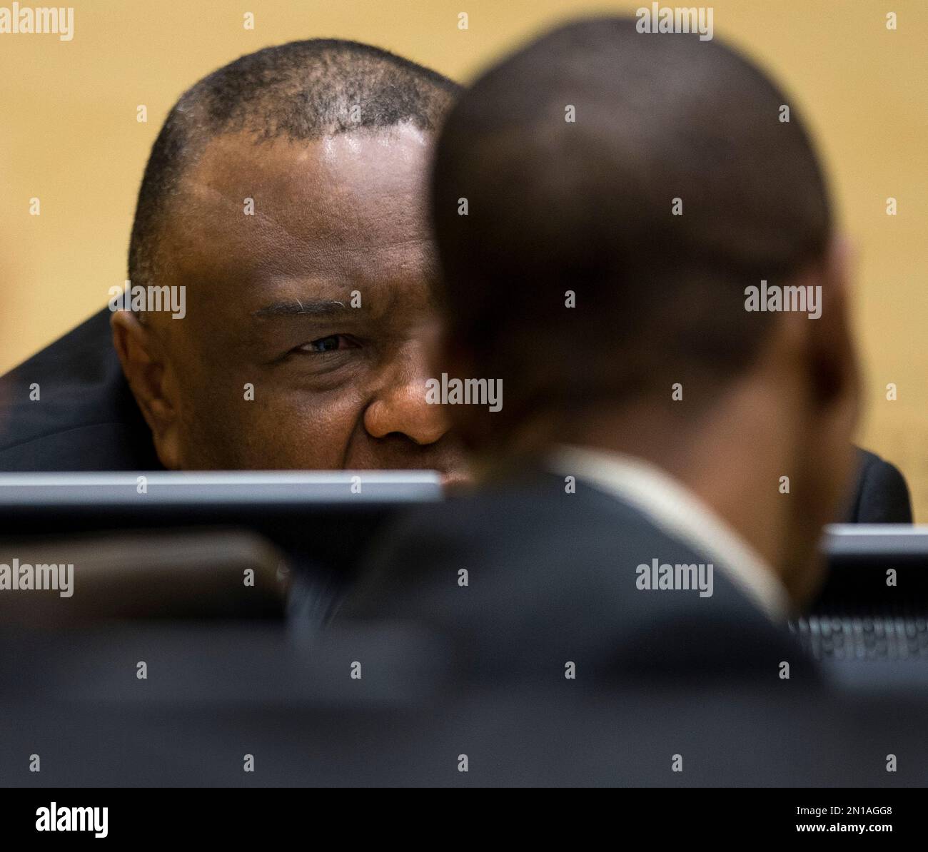 Former Congo vice president Jean-Pierre Bemba looks up when sitting in ...