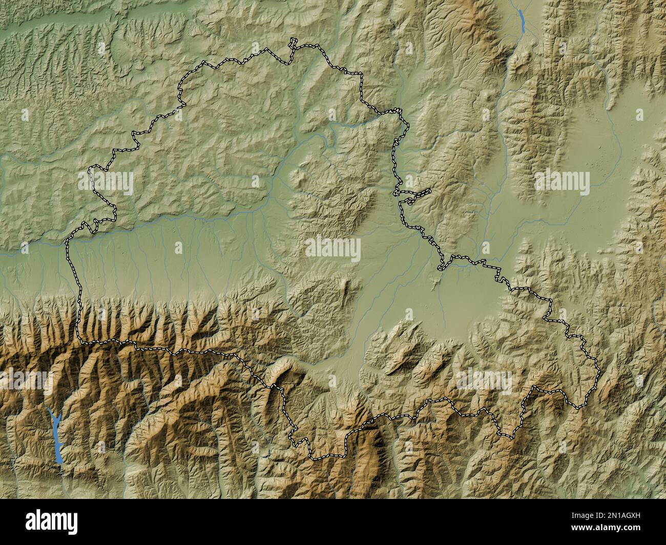 Brasov, county of Romania. Colored elevation map with lakes and rivers ...