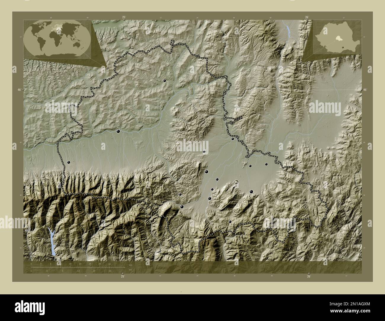 Brasov, county of Romania. Elevation map colored in wiki style with ...