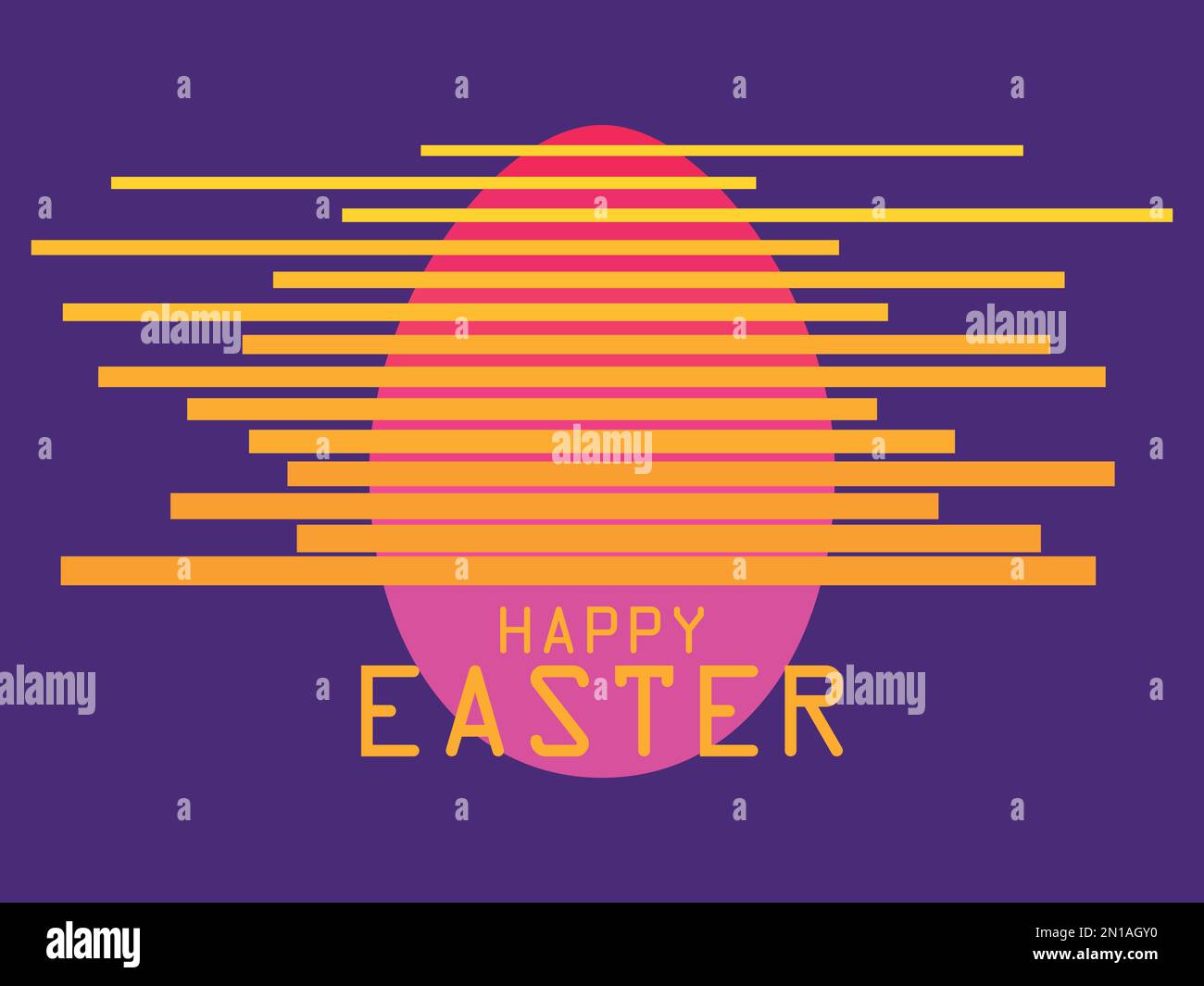 Happy Easter futuristic design in 80s style. Easter egg in synthwave ...