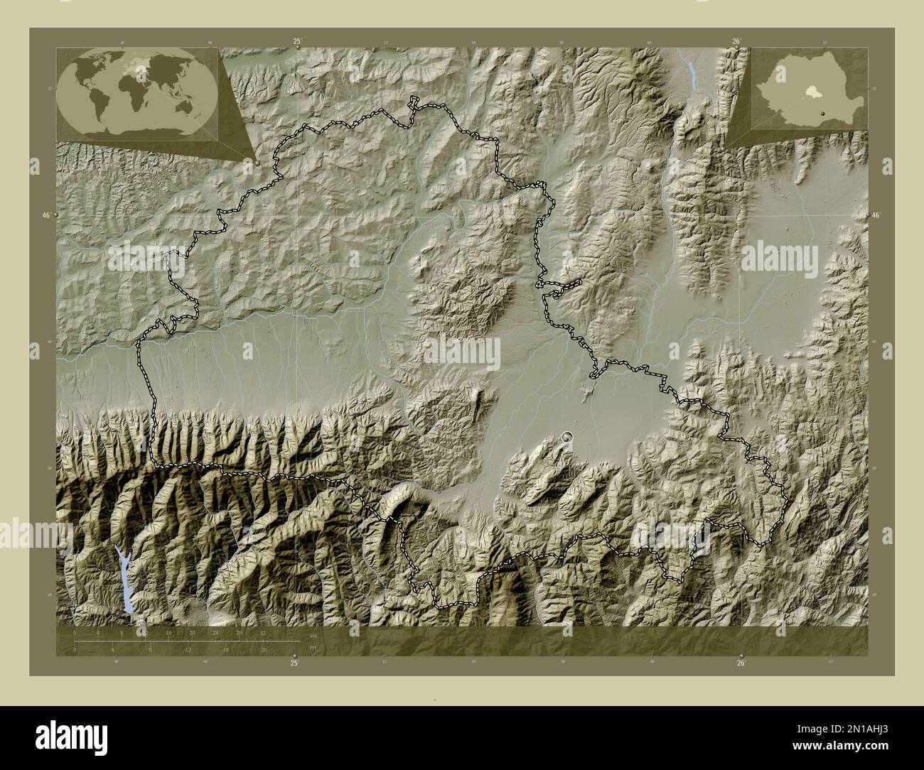 Brasov, county of Romania. Elevation map colored in wiki style with ...