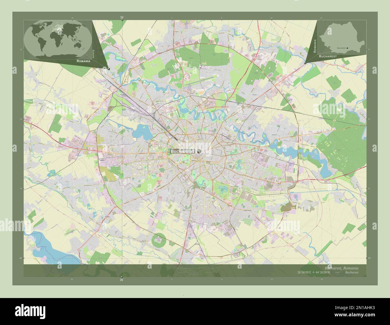 Bucharest, municipality of Romania. Open Street Map. Locations and ...