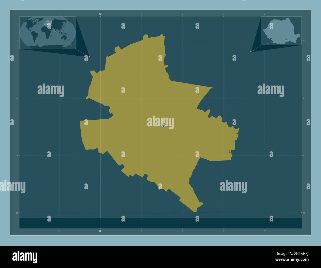 Bucharest, municipality of Romania. Solid color shape. Locations of ...
