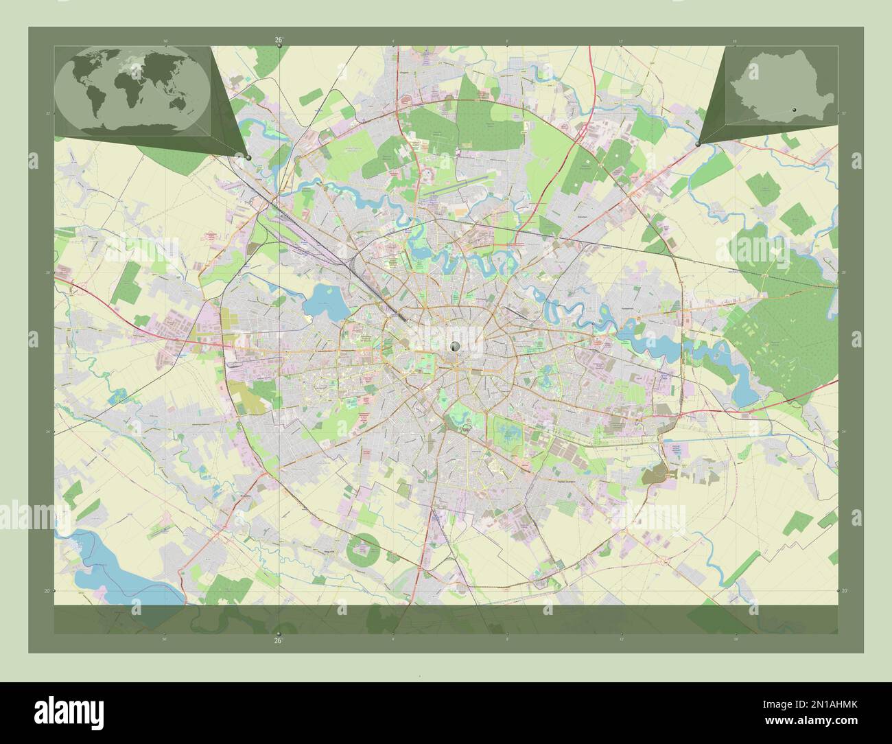 Bucharest, municipality of Romania. Open Street Map. Locations of major ...