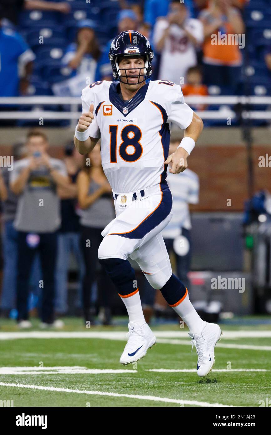 Denver Broncos quarterback Peyton Manning (18) during warm ups prior to ...