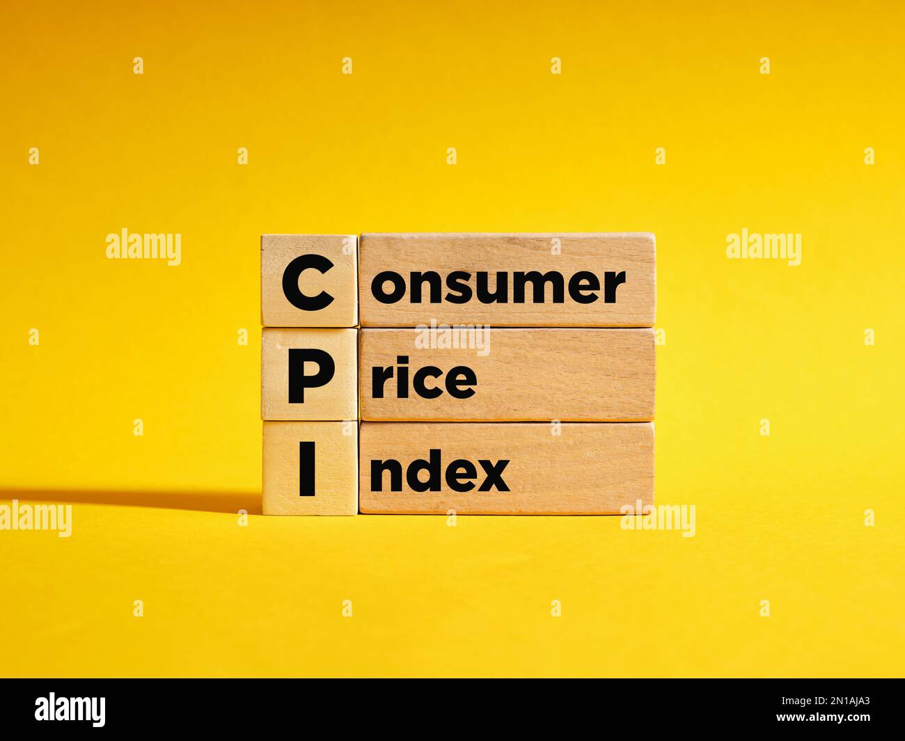 Wooden cubes with the the abbreviation CPI consumer price index ...
