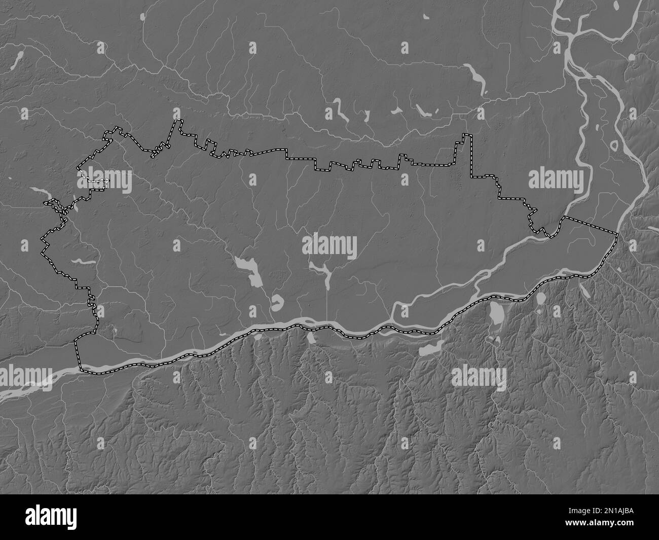 Calarasi, county of Romania. Bilevel elevation map with lakes and ...