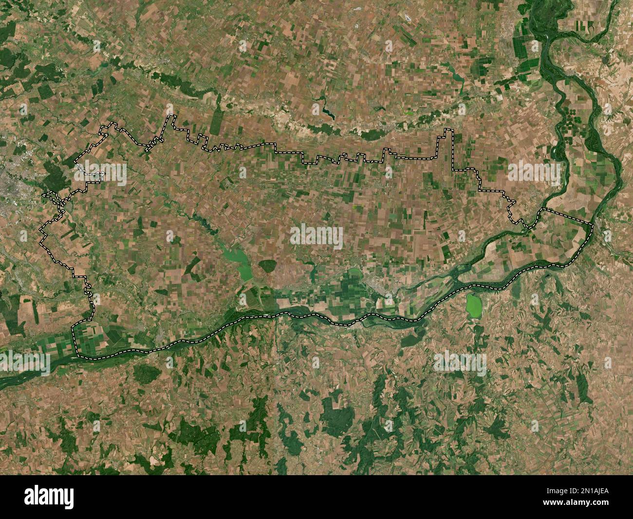 Calarasi, county of Romania. Low resolution satellite map Stock Photo ...