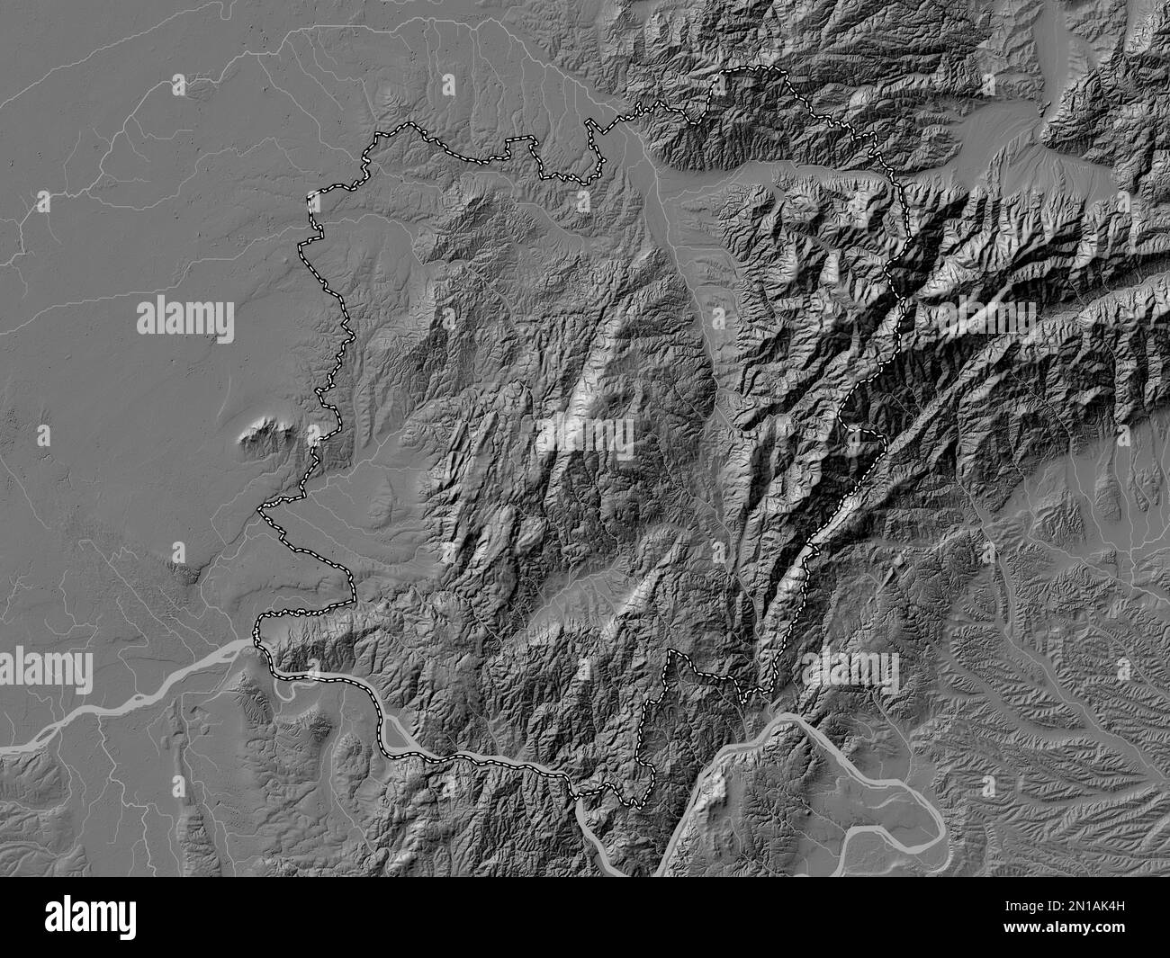 Caras-Severin, county of Romania. Bilevel elevation map with lakes and ...