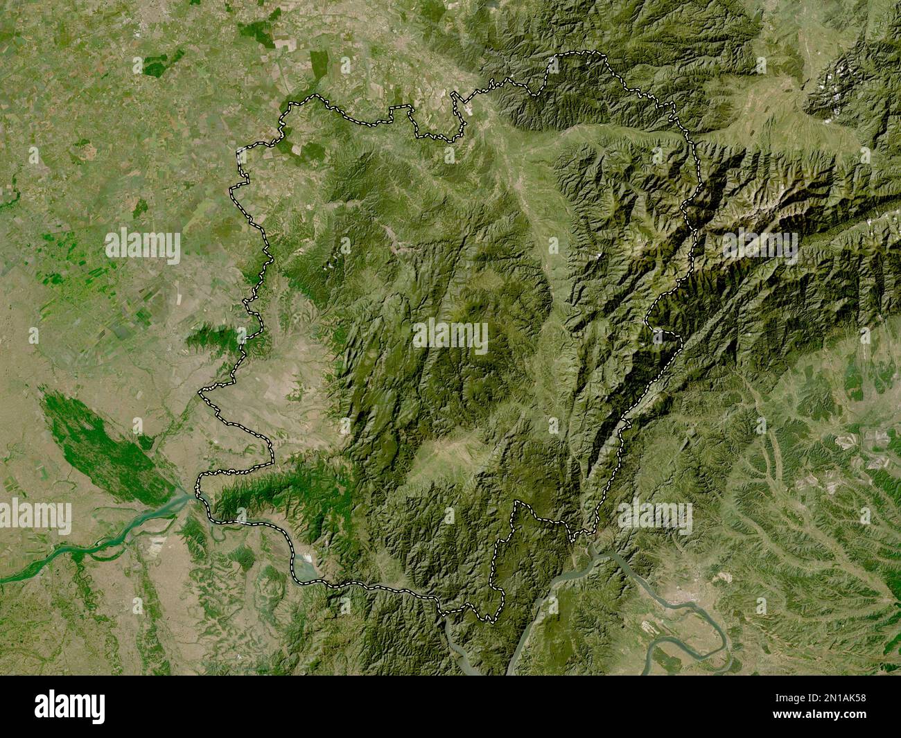 Caras-Severin, county of Romania. Low resolution satellite map Stock ...