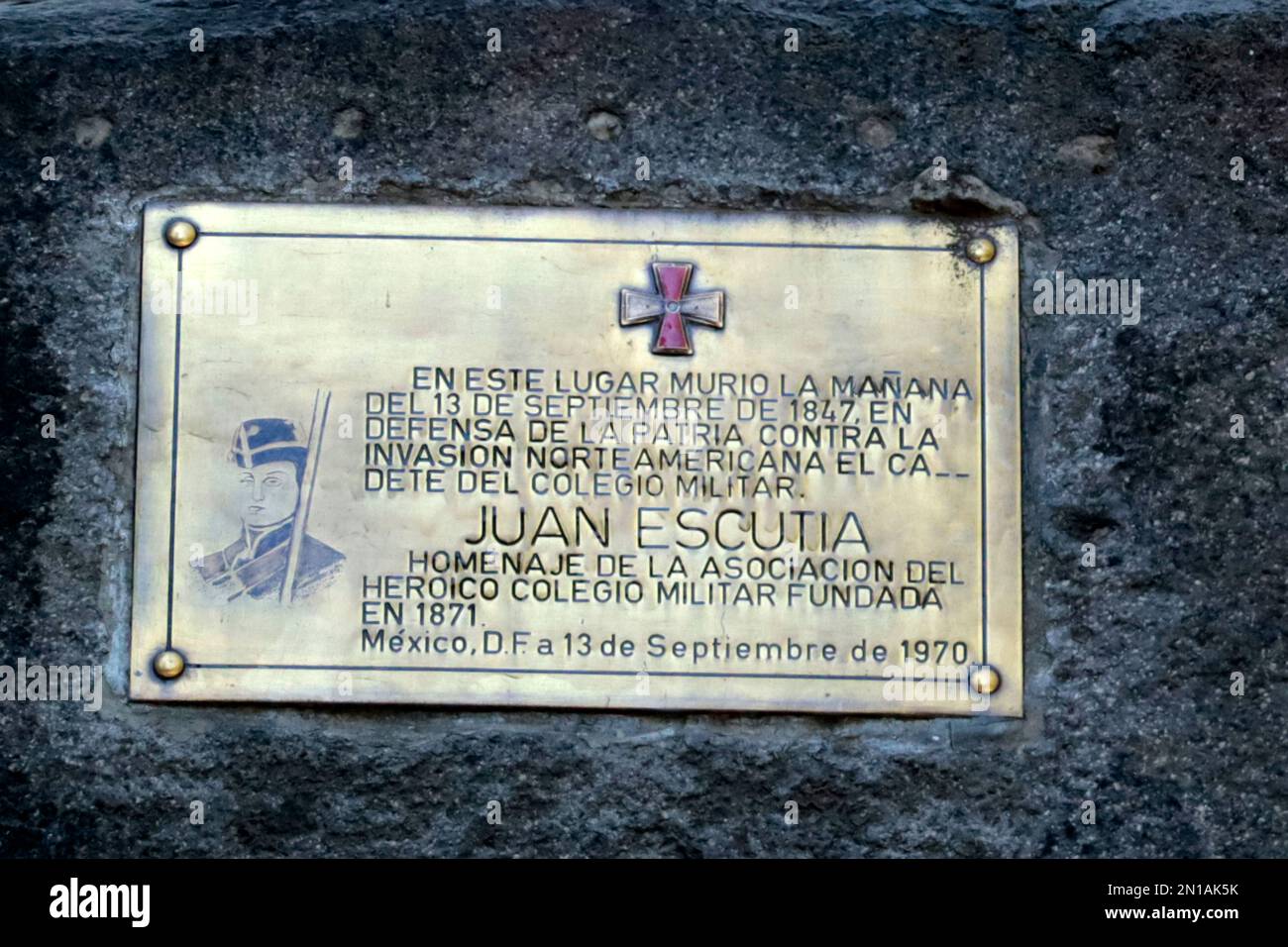 Non Exclusive: February 5, 2023, Mexico City, Mexico: The plaque dedicated to cadet Juan Escutia ...