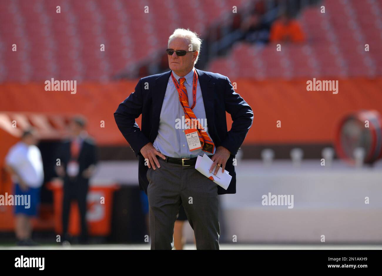 Cleveland Browns owner Jimmy Haslam stands on the field before an NFL ...