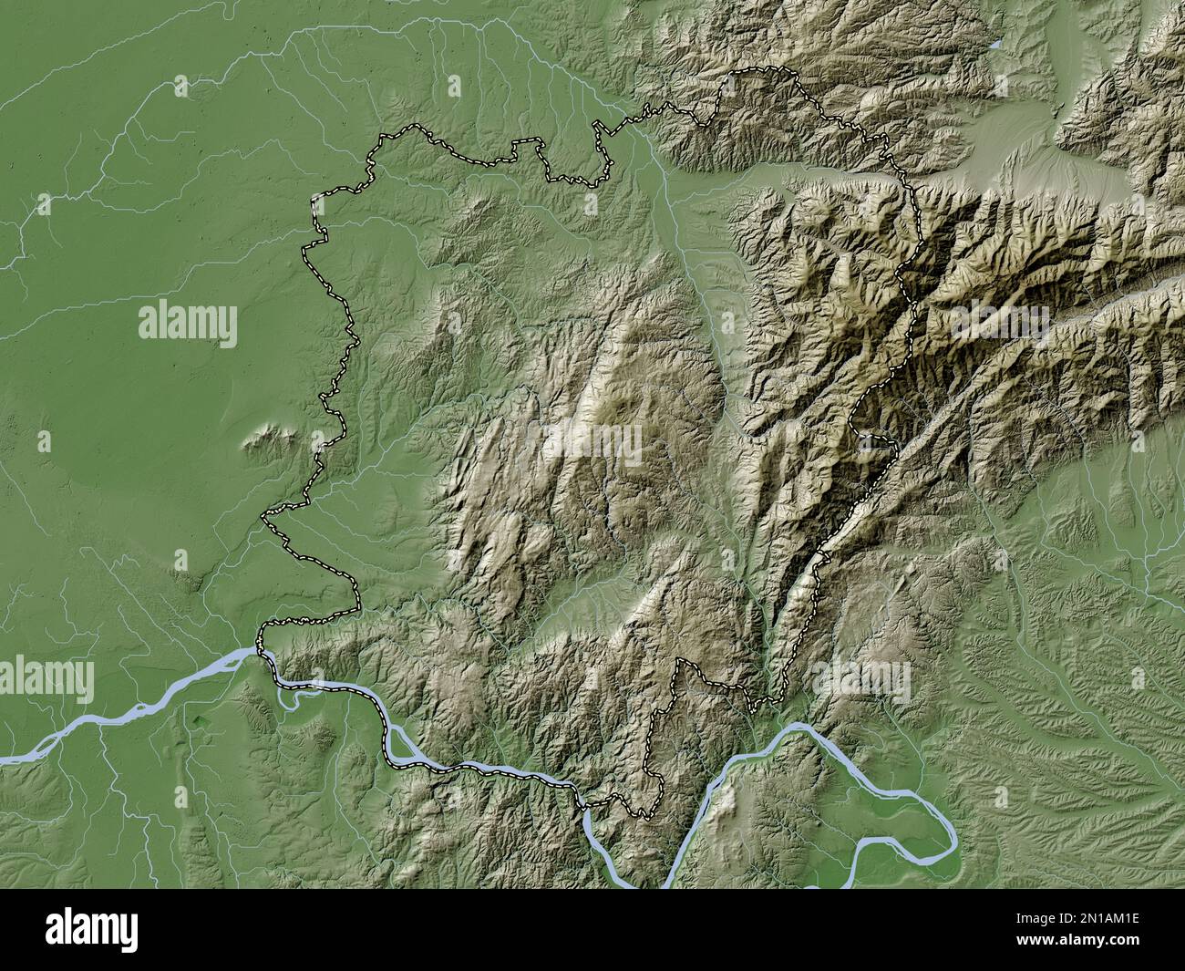 Caras-Severin, county of Romania. Elevation map colored in wiki style ...
