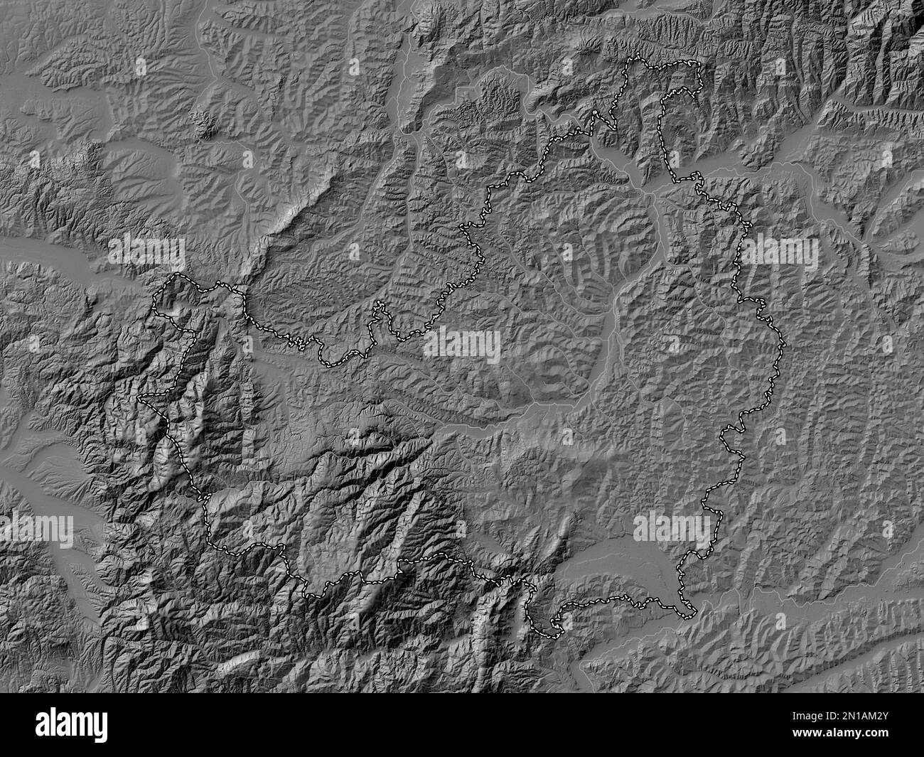 Cluj, county of Romania. Bilevel elevation map with lakes and rivers ...