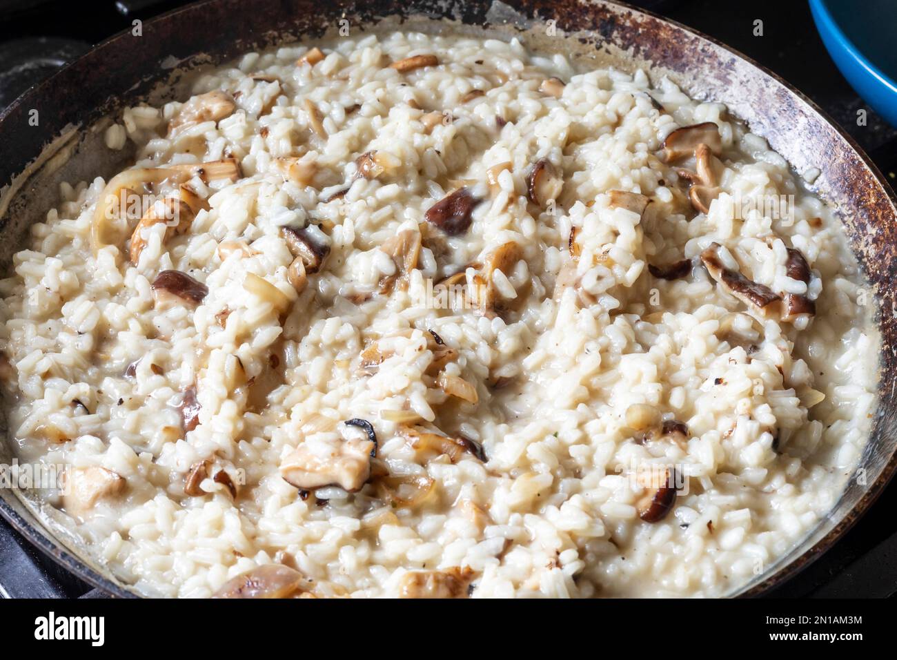 Wild mushroom risotto, an Italian dish made with Arborio rice Stock ...