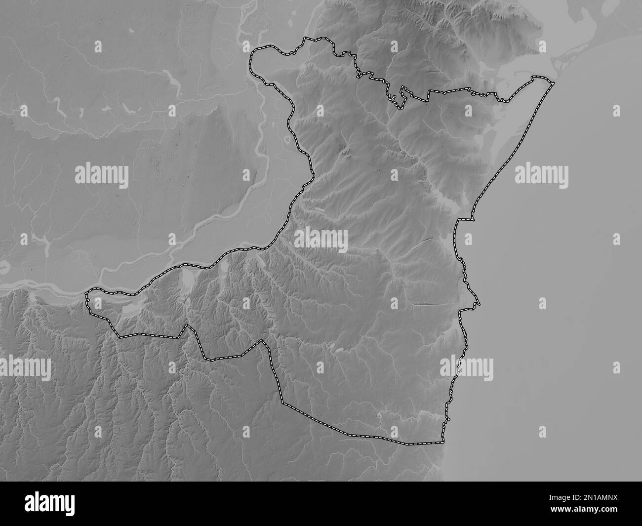Constanta, county of Romania. Grayscale elevation map with lakes and ...