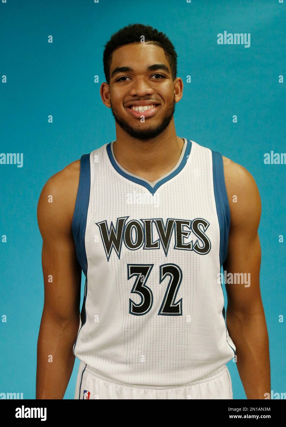 Minnesota Timberwolves' Karl-Anthony Towns poses for the NBA basketball ...