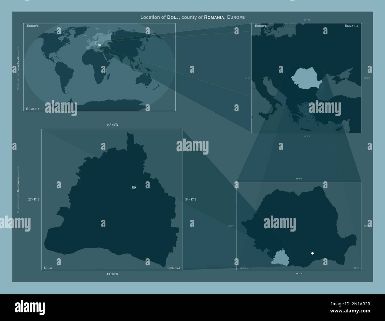 Dolj, county of Romania. Diagram showing the location of the region on ...