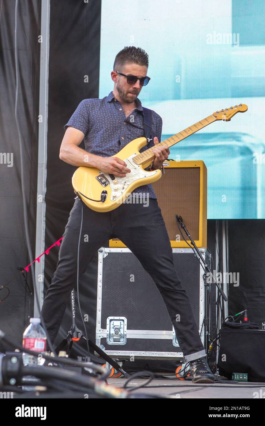 Aaron Sharp of Saint Motel performs during the Life is Beautiful ...