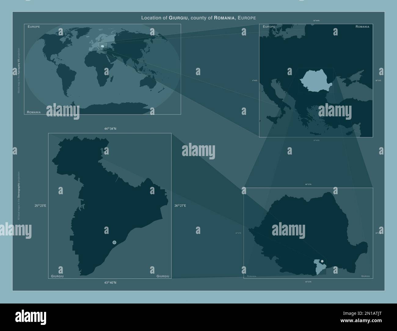 Giurgiu, county of Romania. Diagram showing the location of the region ...