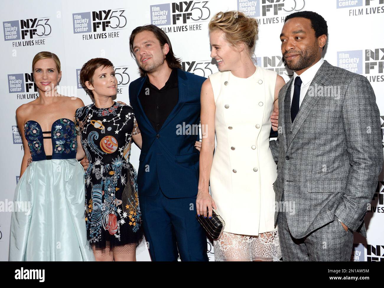 Actors Kristen Wiig, left, Kate Mara, Sebastian Stan, Mackenzie Davis ...