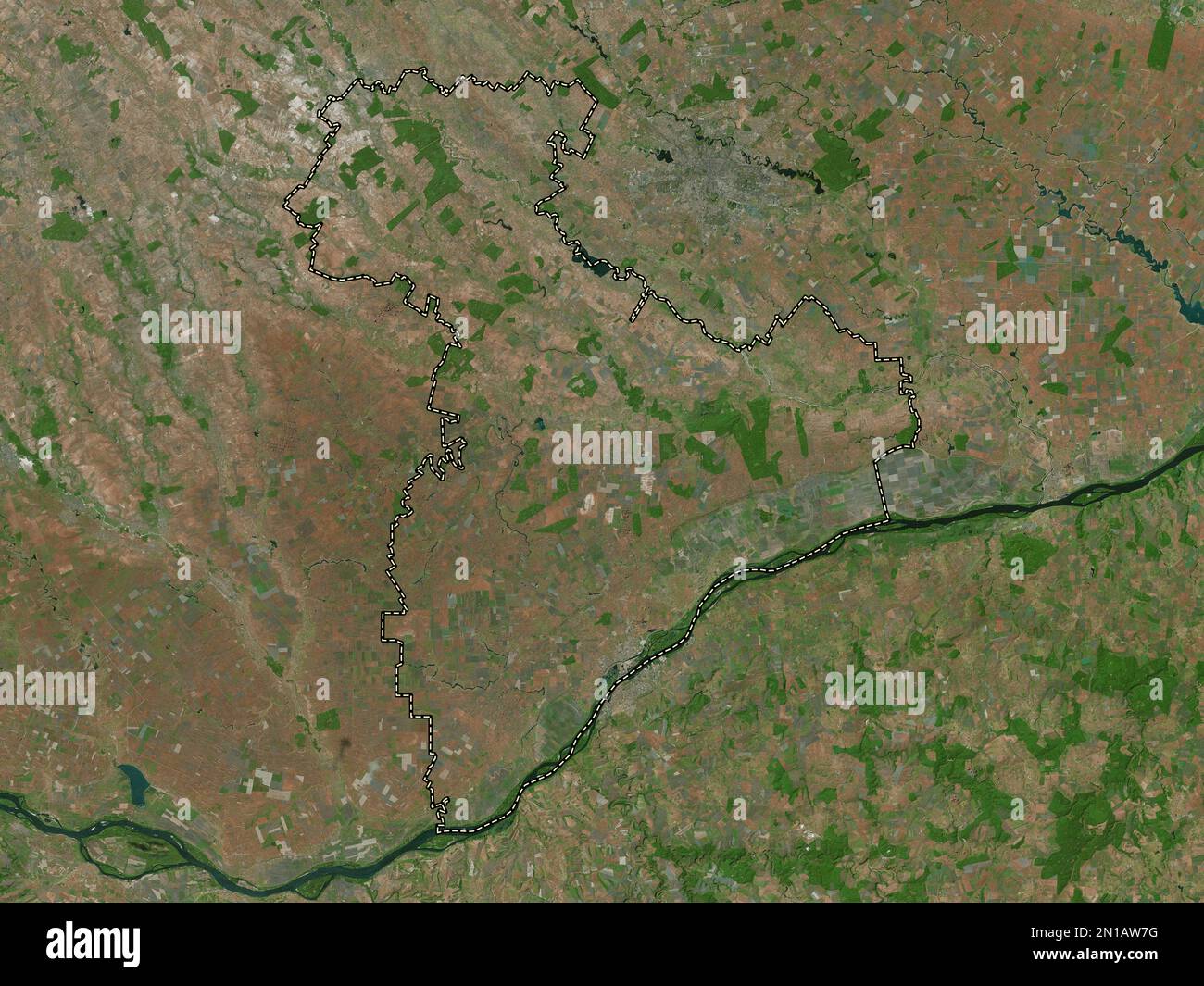Giurgiu, county of Romania. High resolution satellite map Stock Photo ...
