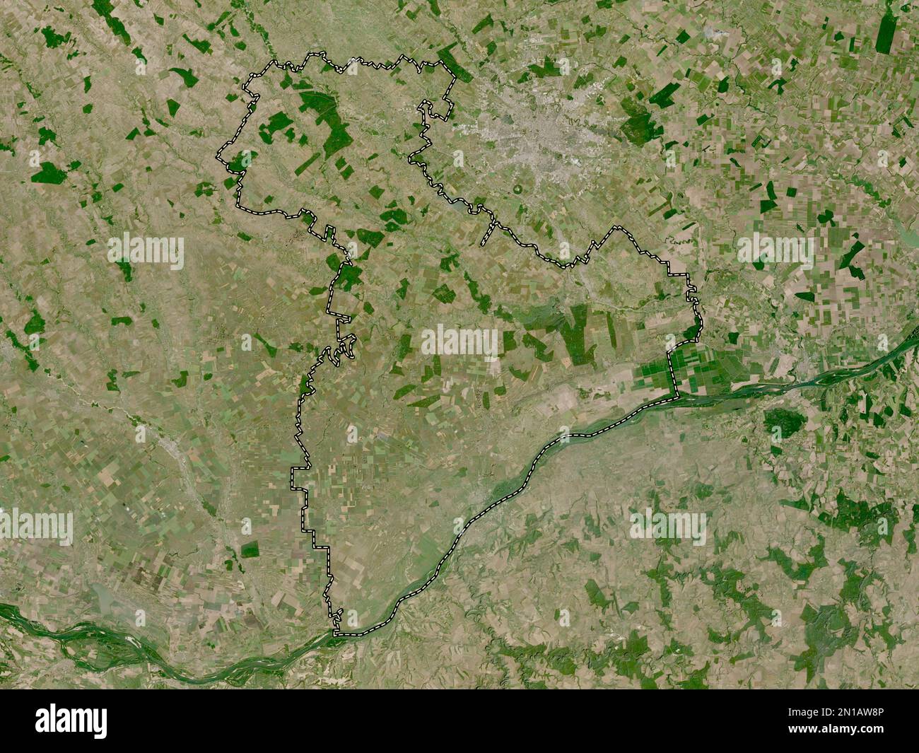 Giurgiu, county of Romania. Low resolution satellite map Stock Photo ...