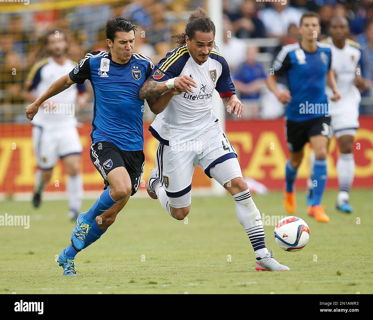 San Jose Earthquakes midfielder Shea Salinas, left, and Real Salt Lake ...