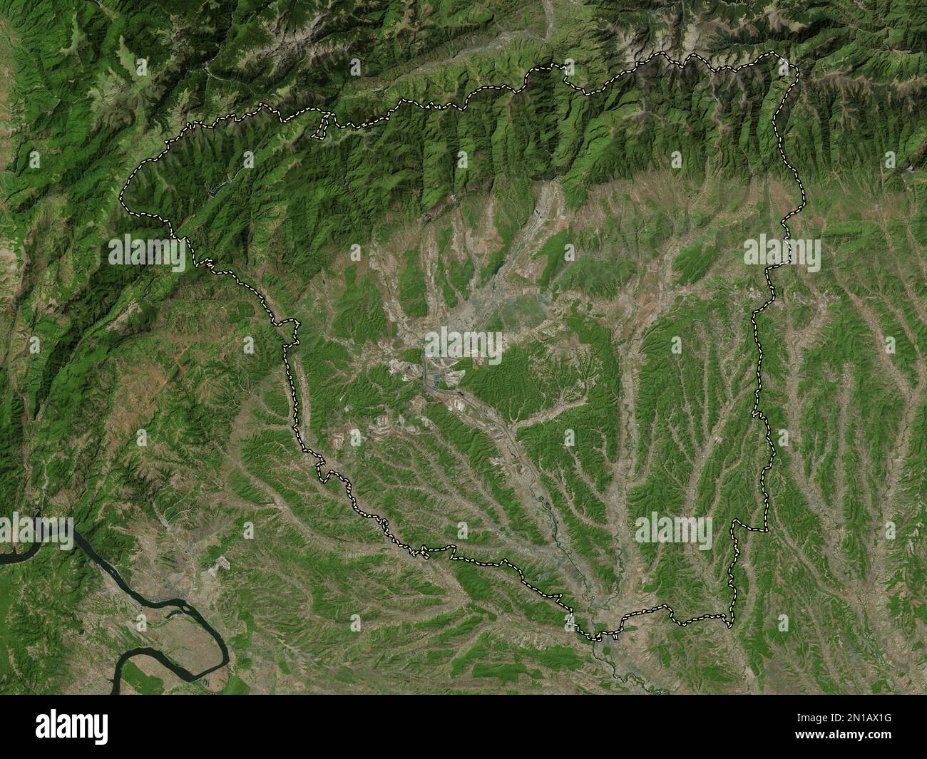 Gorj, county of Romania. High resolution satellite map Stock Photo - Alamy