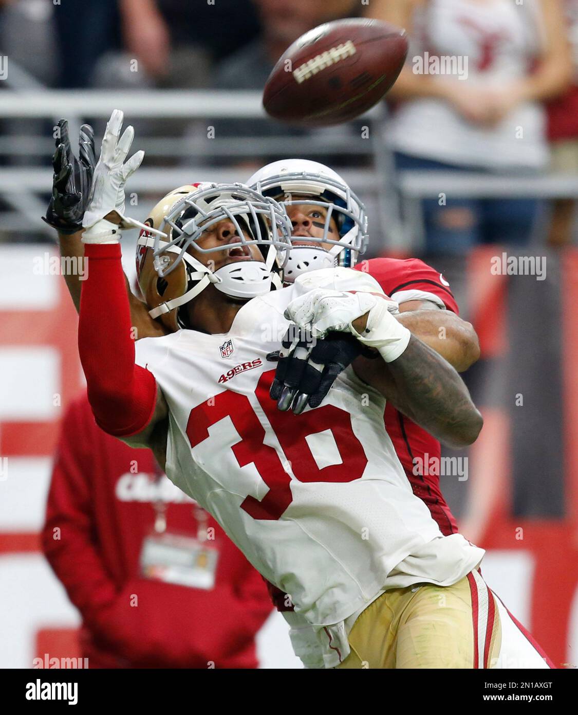 San Francisco 49ers cornerback Dontae Johnson (36) breaks up a pass ...