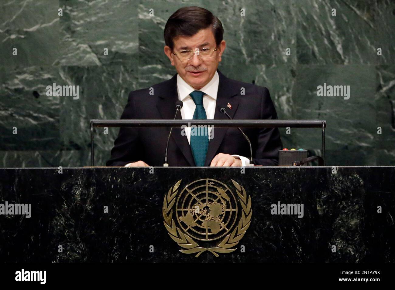 Prime Minister Ahmet Davutoglu, of Turkey, addresses the 2015 ...