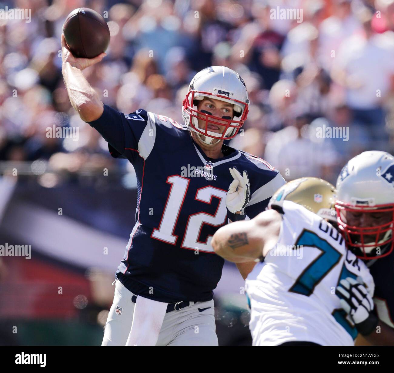 New England Patriots quarterback Tom Brady passes in the first half of ...