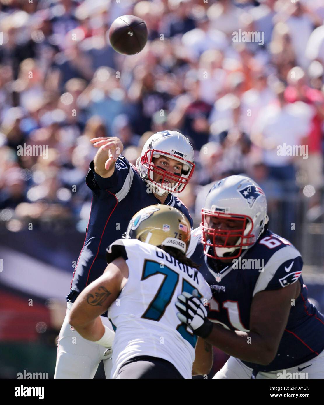 New England Patriots quarterback Tom Brady passes in the first half of ...